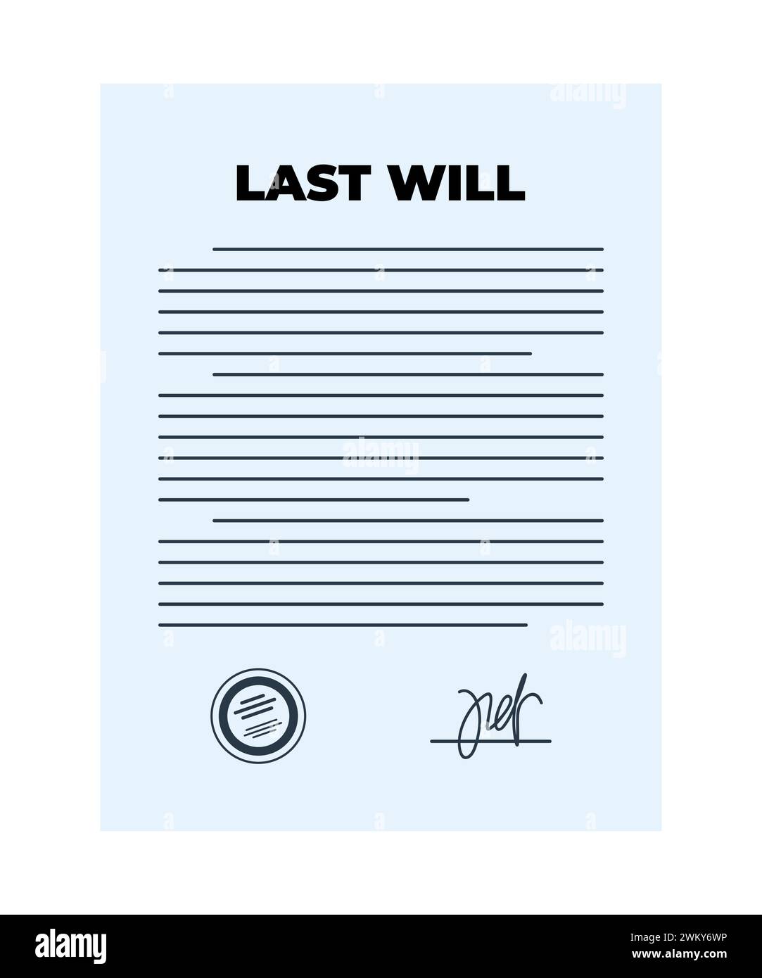 Last will and testament signed and sealed. Vector illustration isolate ...