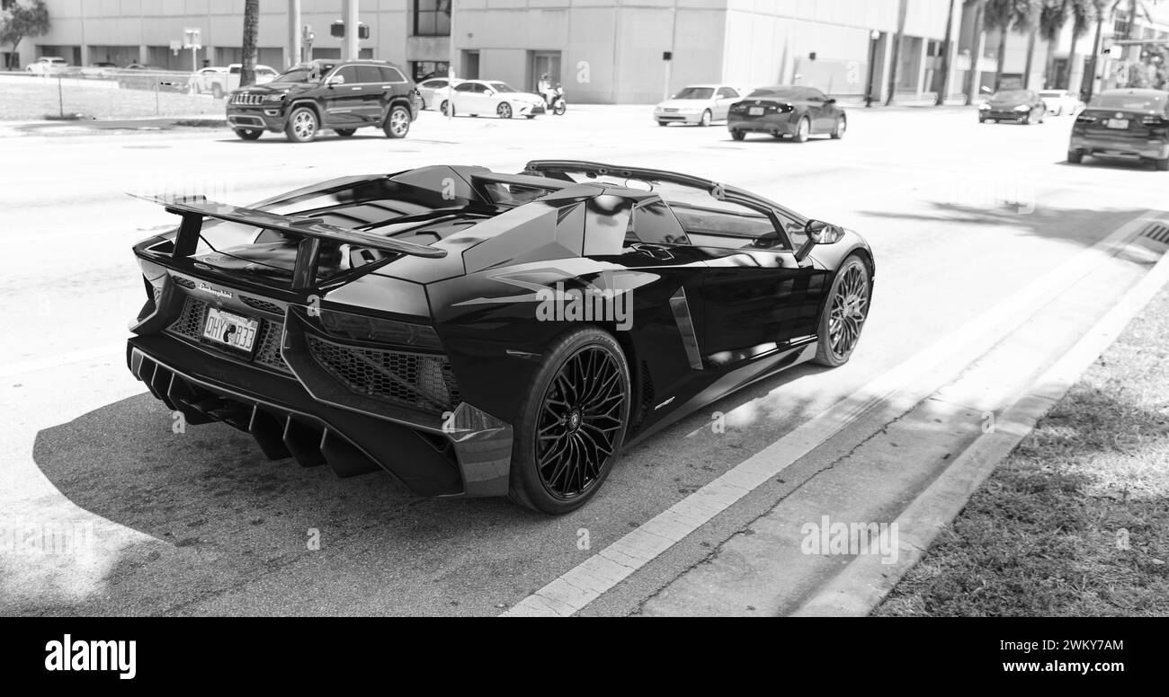 Miami Beach, Florida USA - April 15, 2021: red Lamborghini Aventador LP ...
