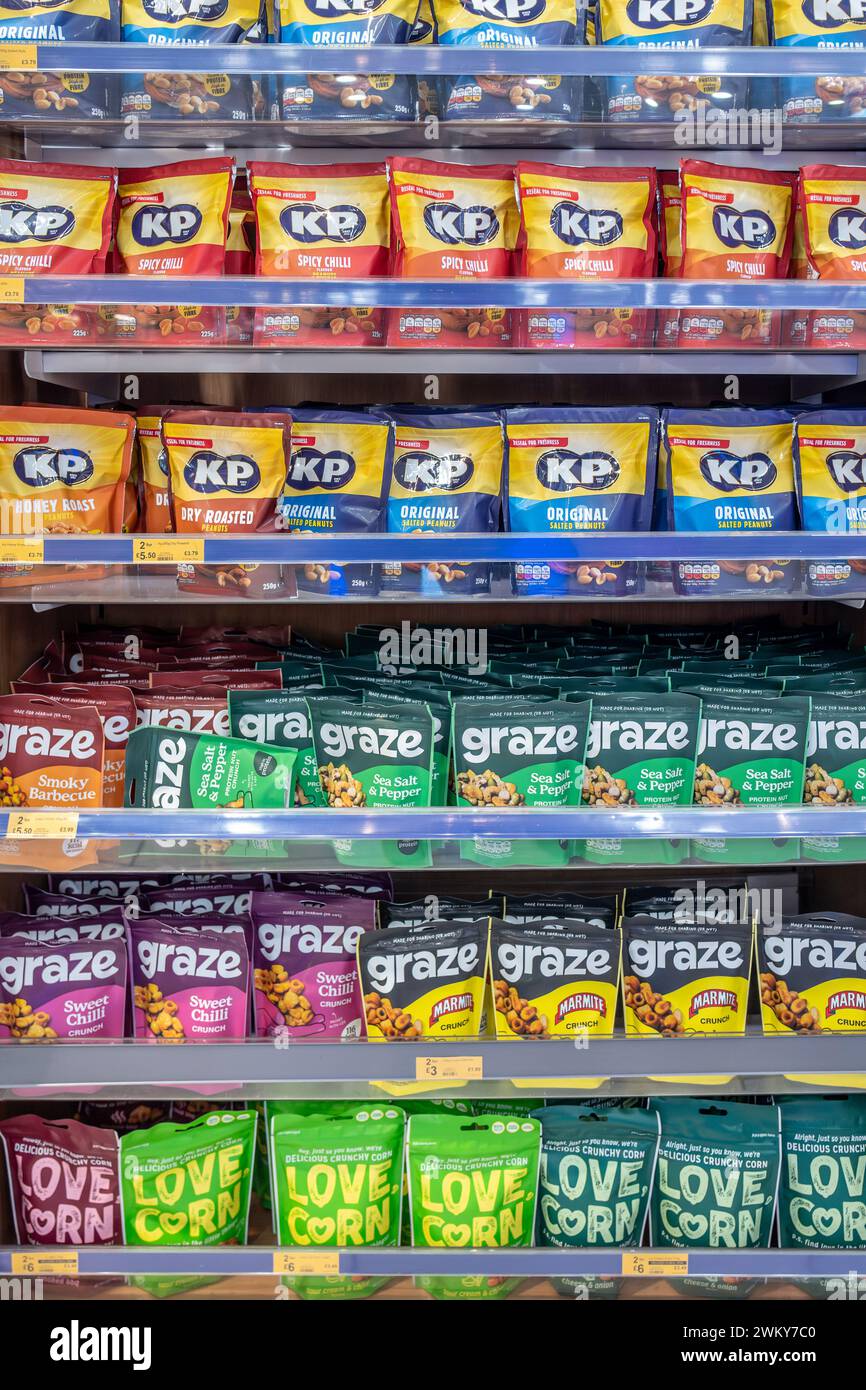 Gatwick Airport, February 16th 2024: Soft drinks and snacks on sale in ...