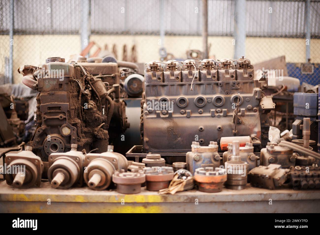Recycle, scrap metal and rust in workshop at junkyard for sorting ...