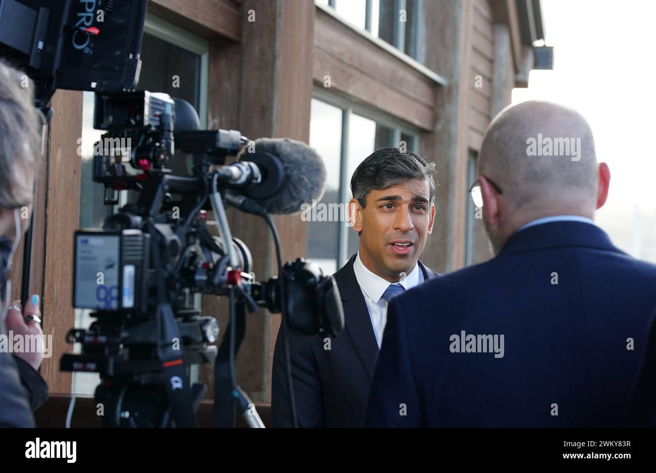 Prime Minister Rishi Sunak taking part in a media interview Deganwy ...