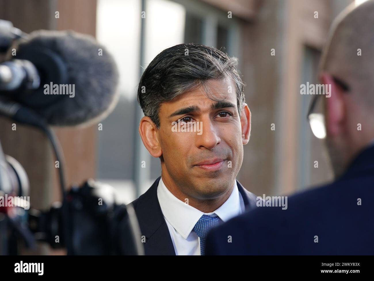 Prime Minister Rishi Sunak taking part in a media interview Deganwy ...