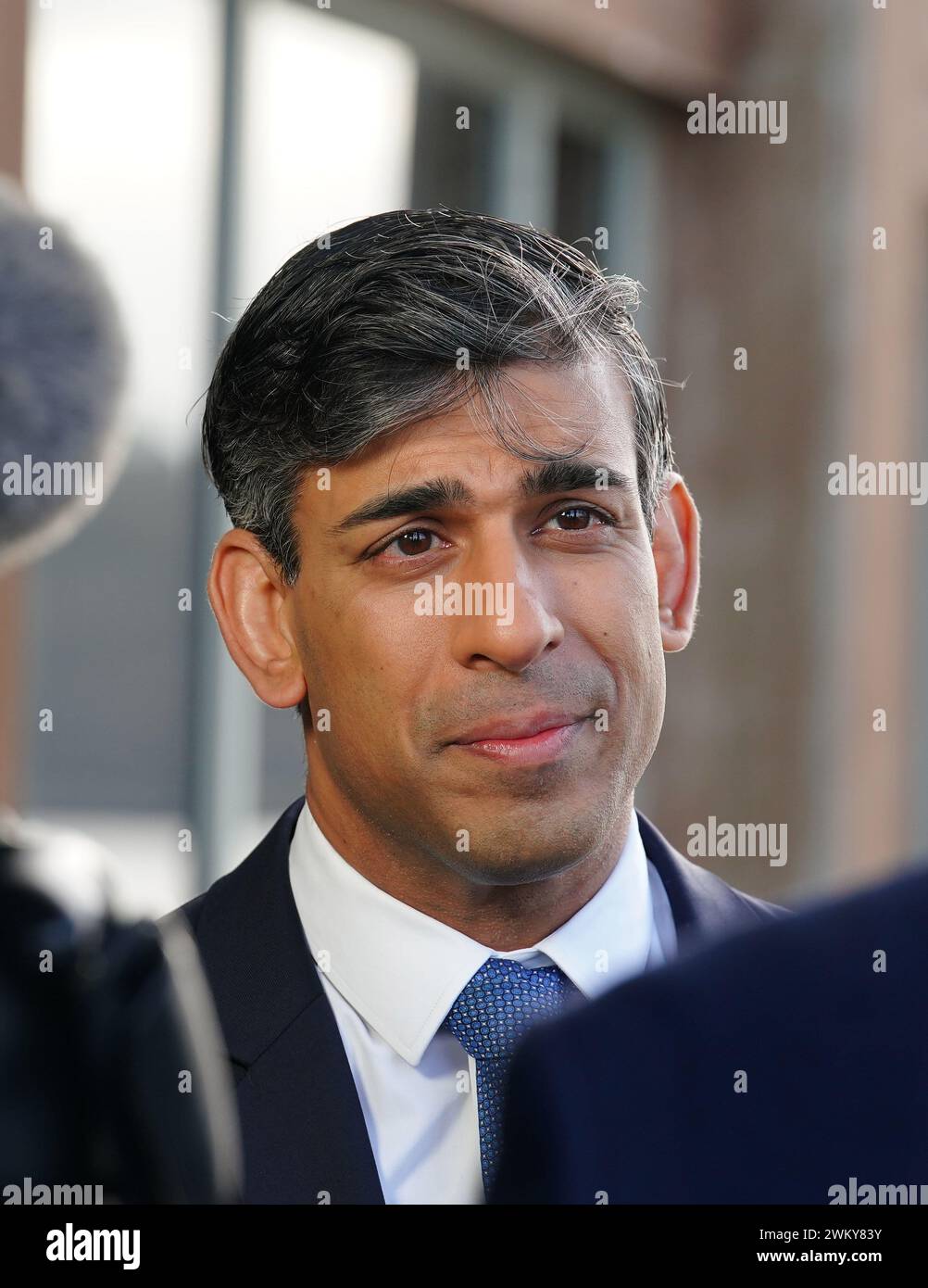 Prime Minister Rishi Sunak taking part in a media interview Deganwy ...
