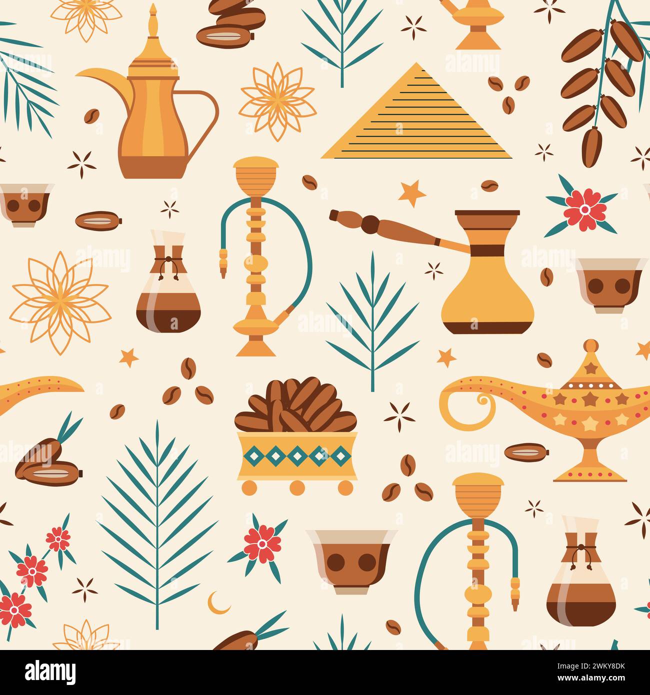 Arab World Pattern with Arabic Culture Symbols Stock Vector Image & Art ...