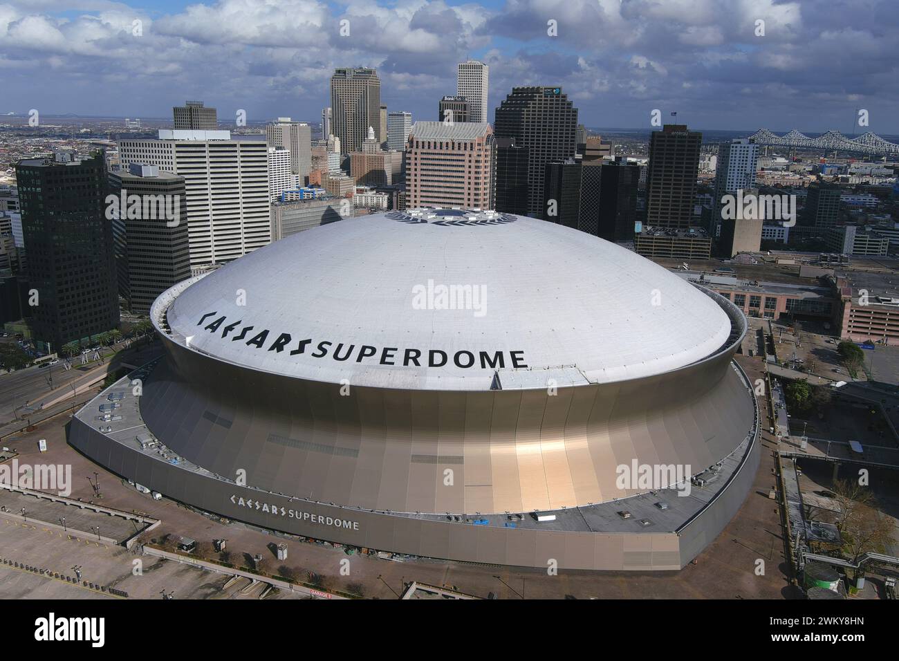 A general overall aerial view of the Caesars Superdome, Thursday, Feb ...