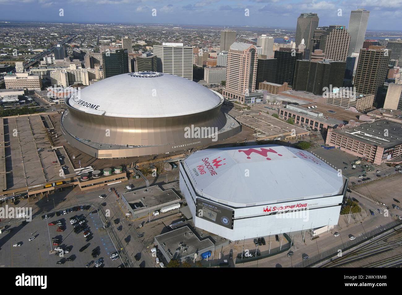 A general overall aerial view of the Caesars Superdome and Smoothie ...