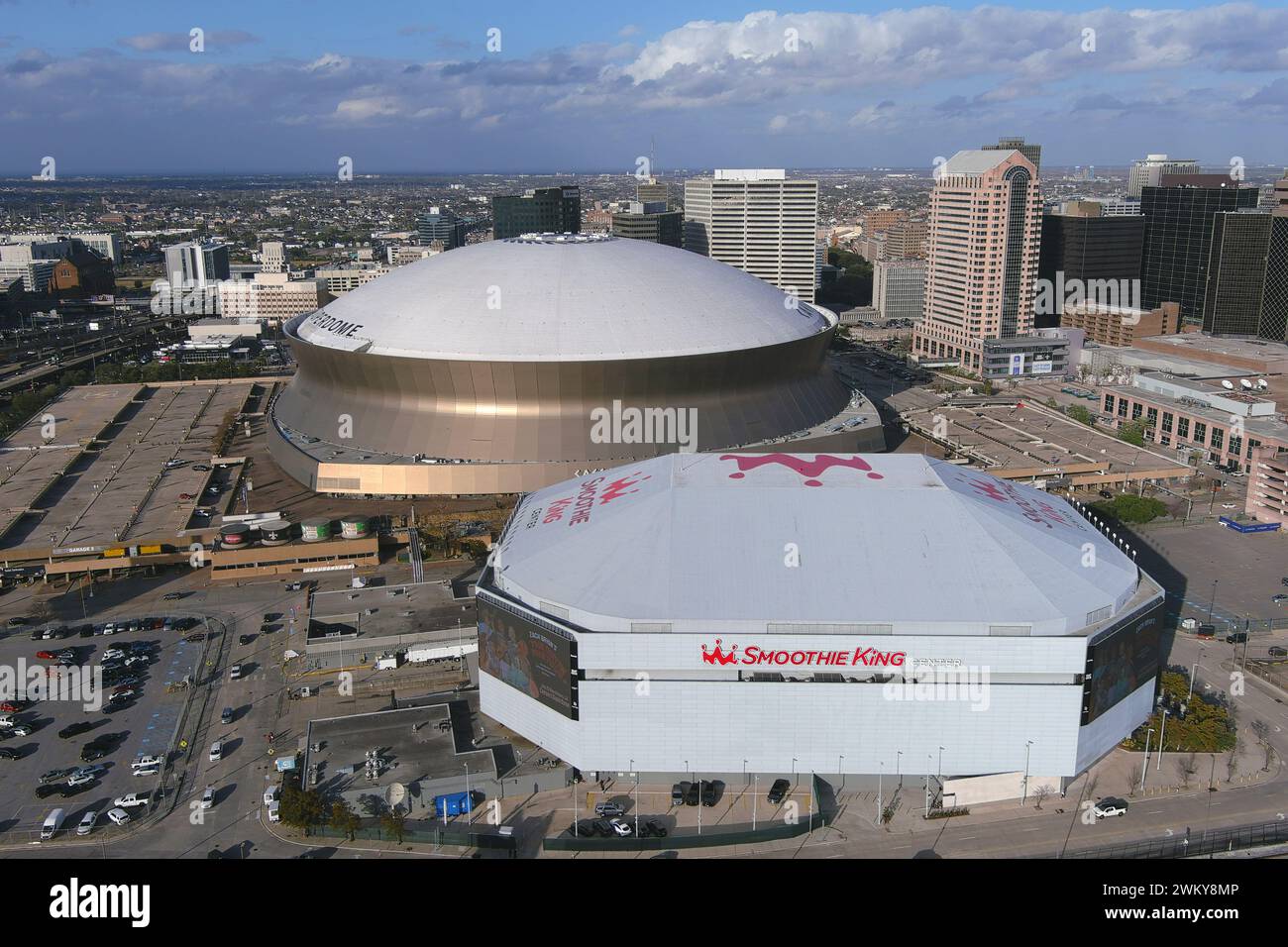 A general overall aerial view of the Caesars Superdome and Smoothie ...