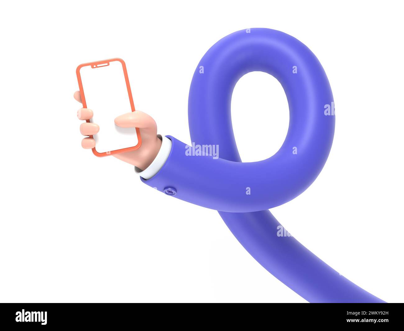 Cartoon Gesture Icon Mockup.3d hand touching smartphone. cartoon icon ...