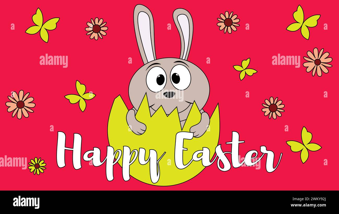 Happy Easter. Easter card. Easter bunny in an eggshell. Easter ...