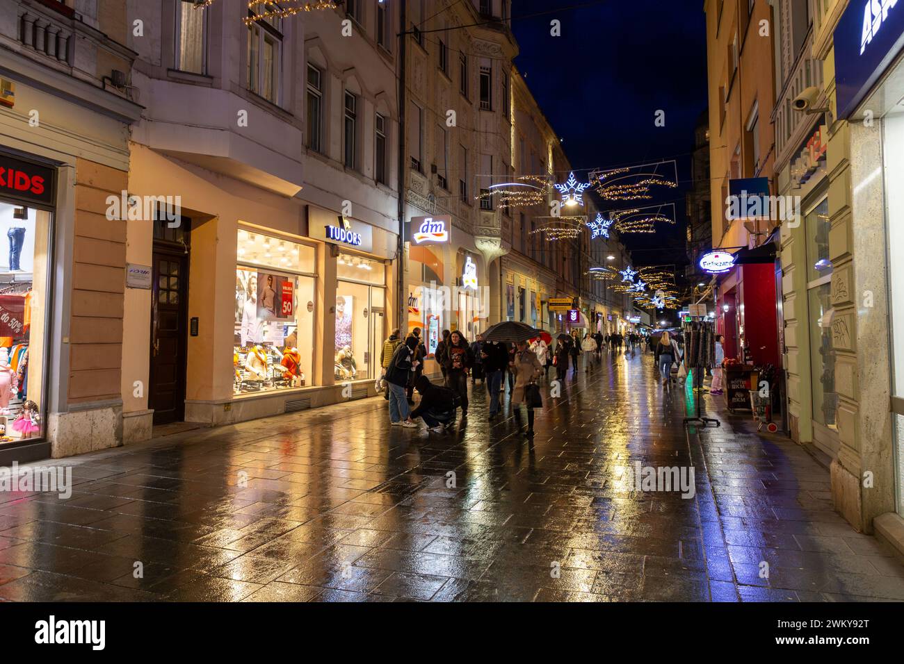Sarajevo - Bosnia and Herzegovina - 10 FEB 2024: Ferhadija street is ...