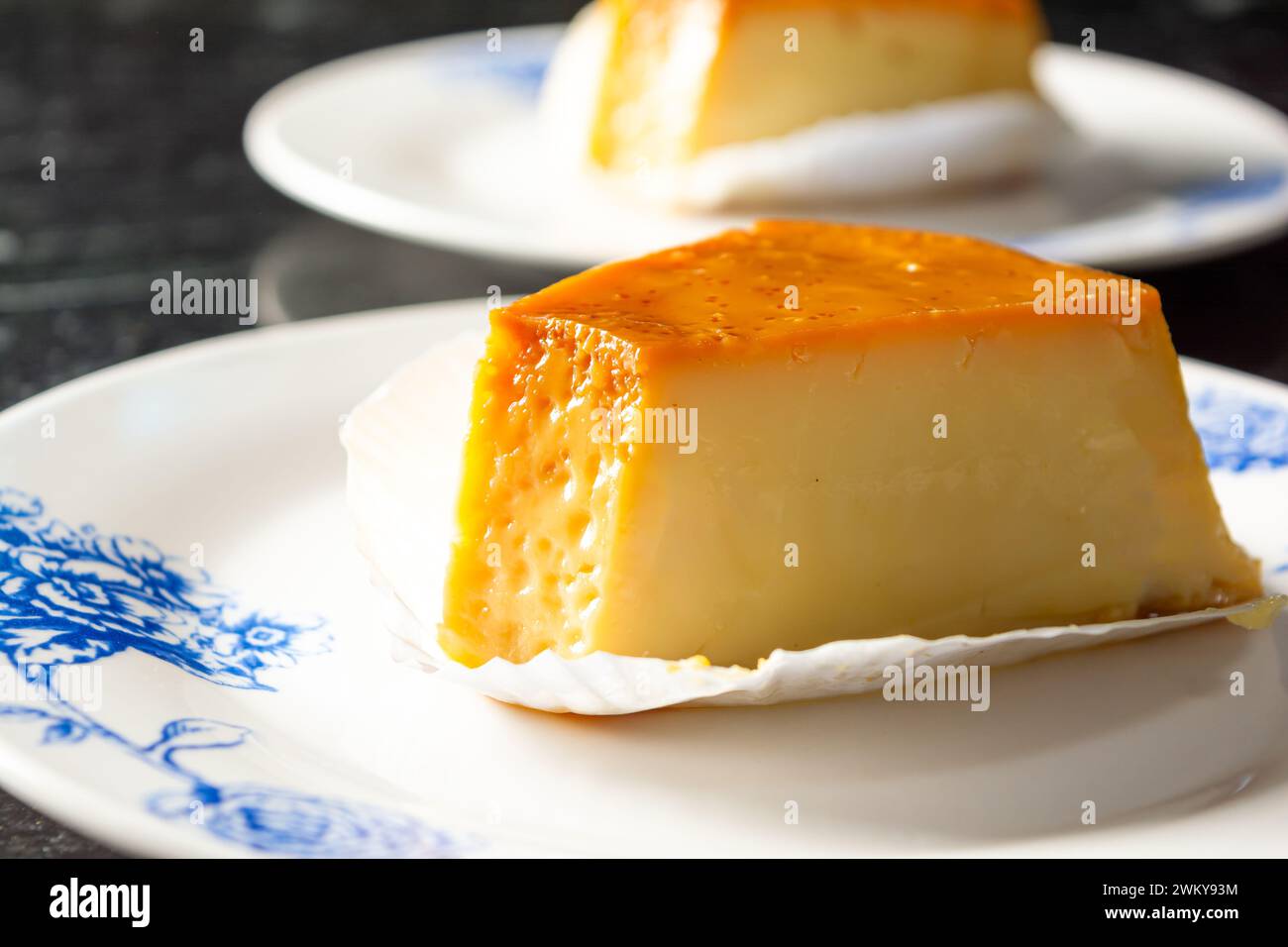 A traditional Brazilian pudding known as pudim de leite, milk pudding ...