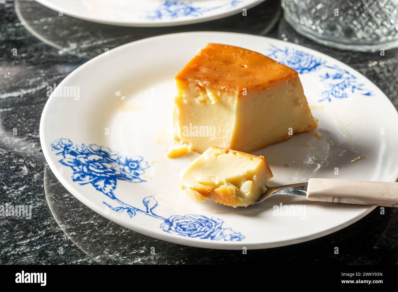 A traditional Brazilian pudding known as pudim de leite, milk pudding ...