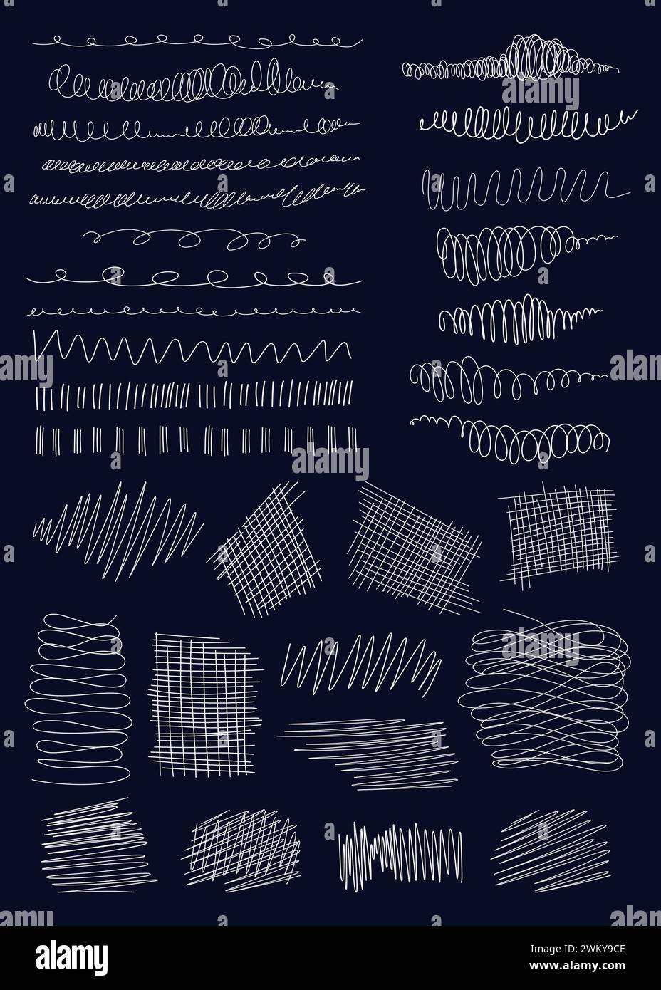 Hand drawn scribbles set. Grunge scrawls, charcoal scribbles, white ...