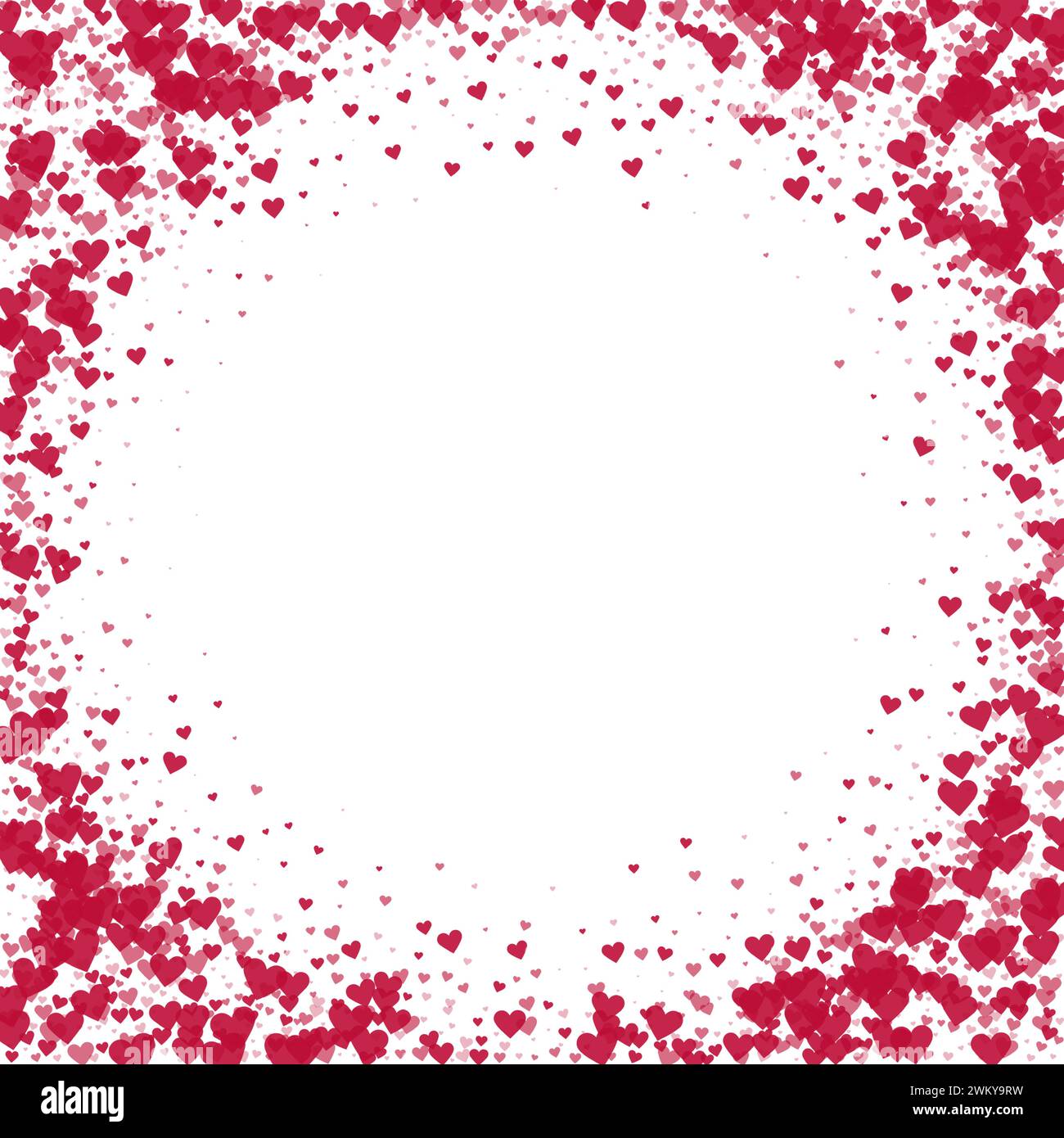 Flying hearts for valentine's day. Red hearts scattered on white ...