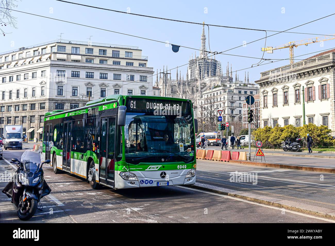 Milan, Italy - February 21, 2024: A public transportation city bus ...
