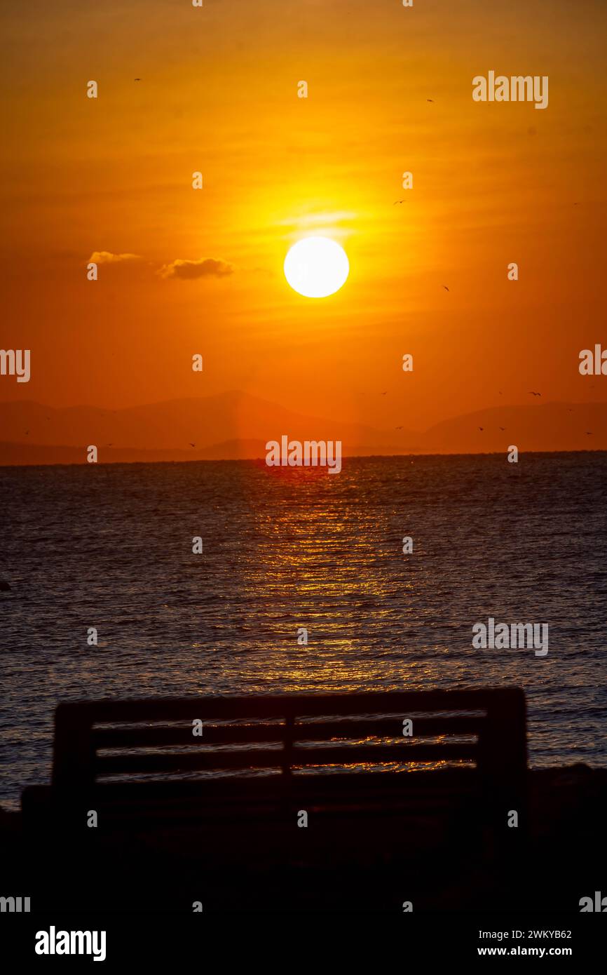 Woman sun bench beach hi-res stock photography and images - Alamy