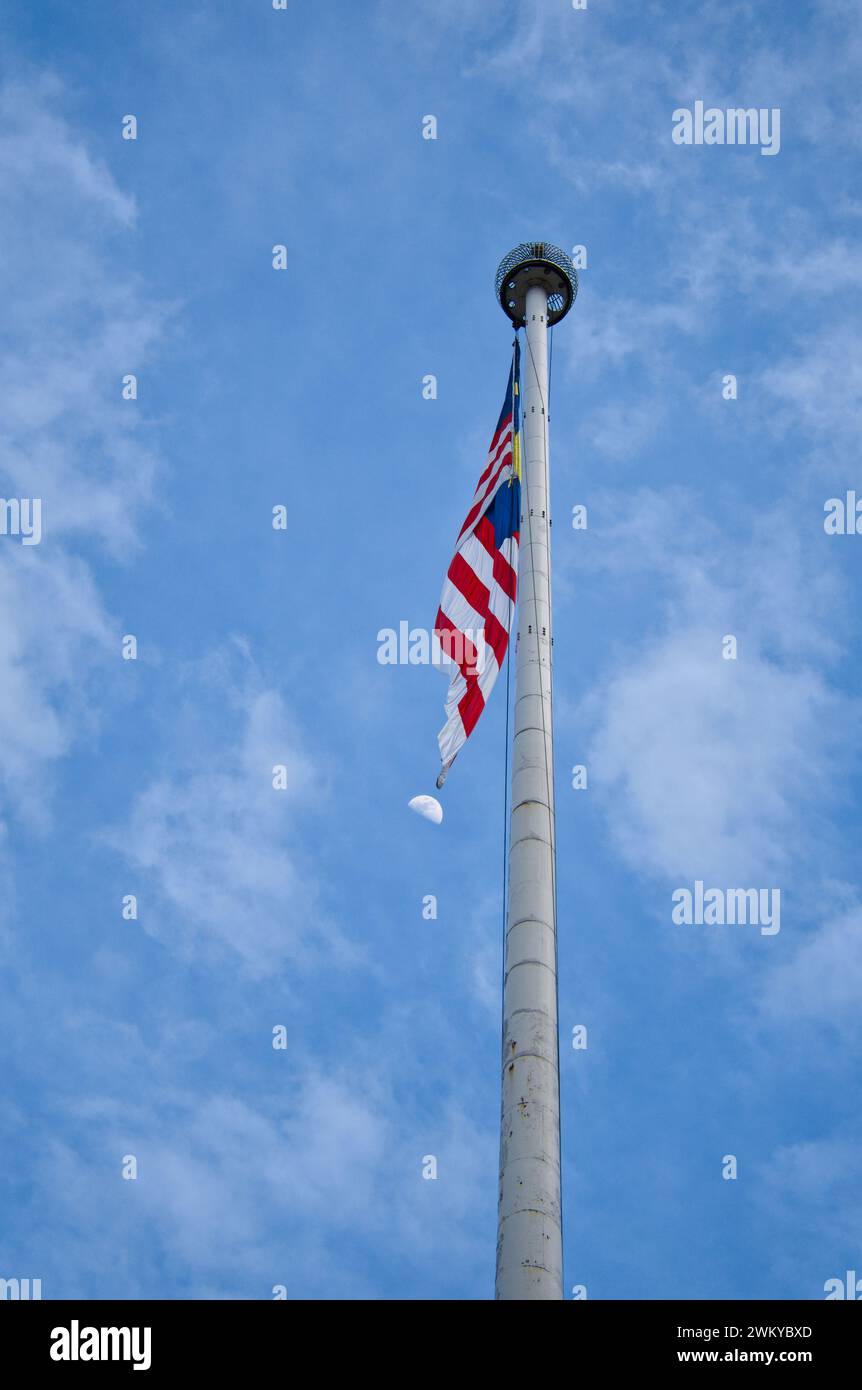 Kuala Lumpur, Malaysia - December 20, 2023: View of Jalur Gemilang, the Malaysian flag, on the ...