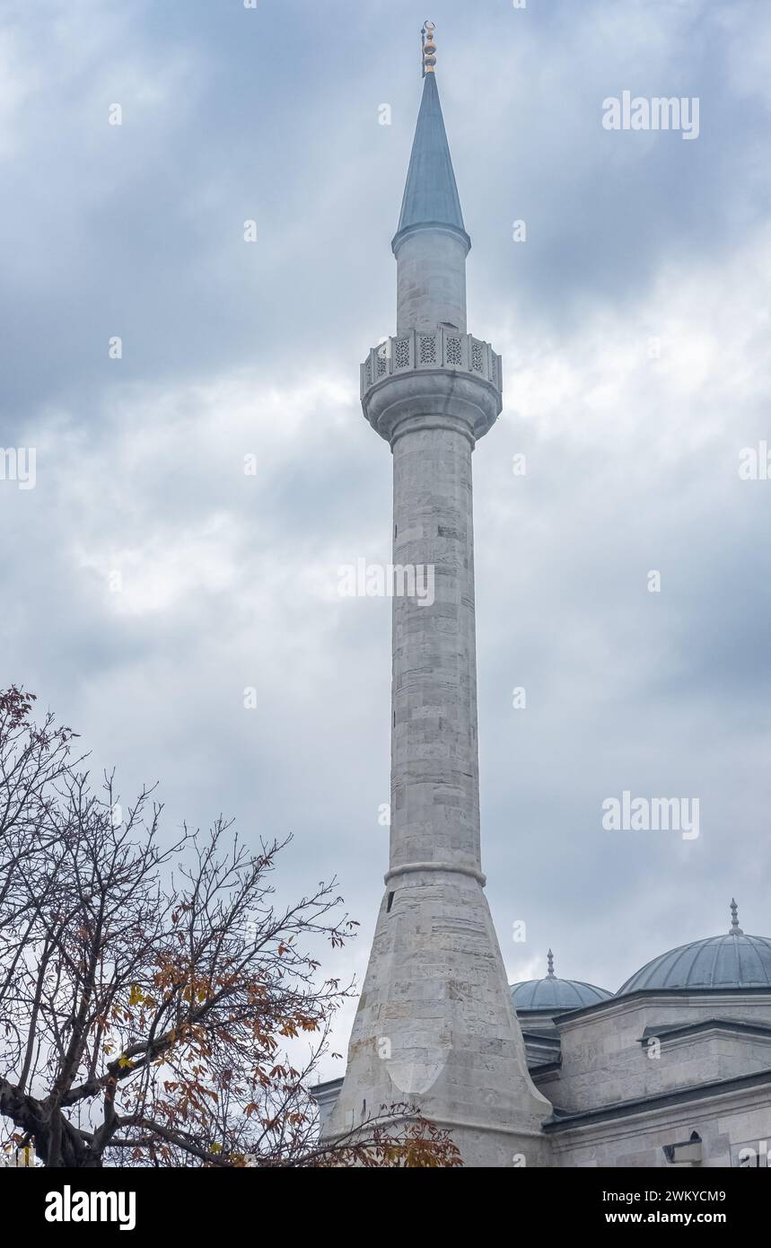 Mosque minaret. Mosque minaret with blue sky in the background. Islamic ...