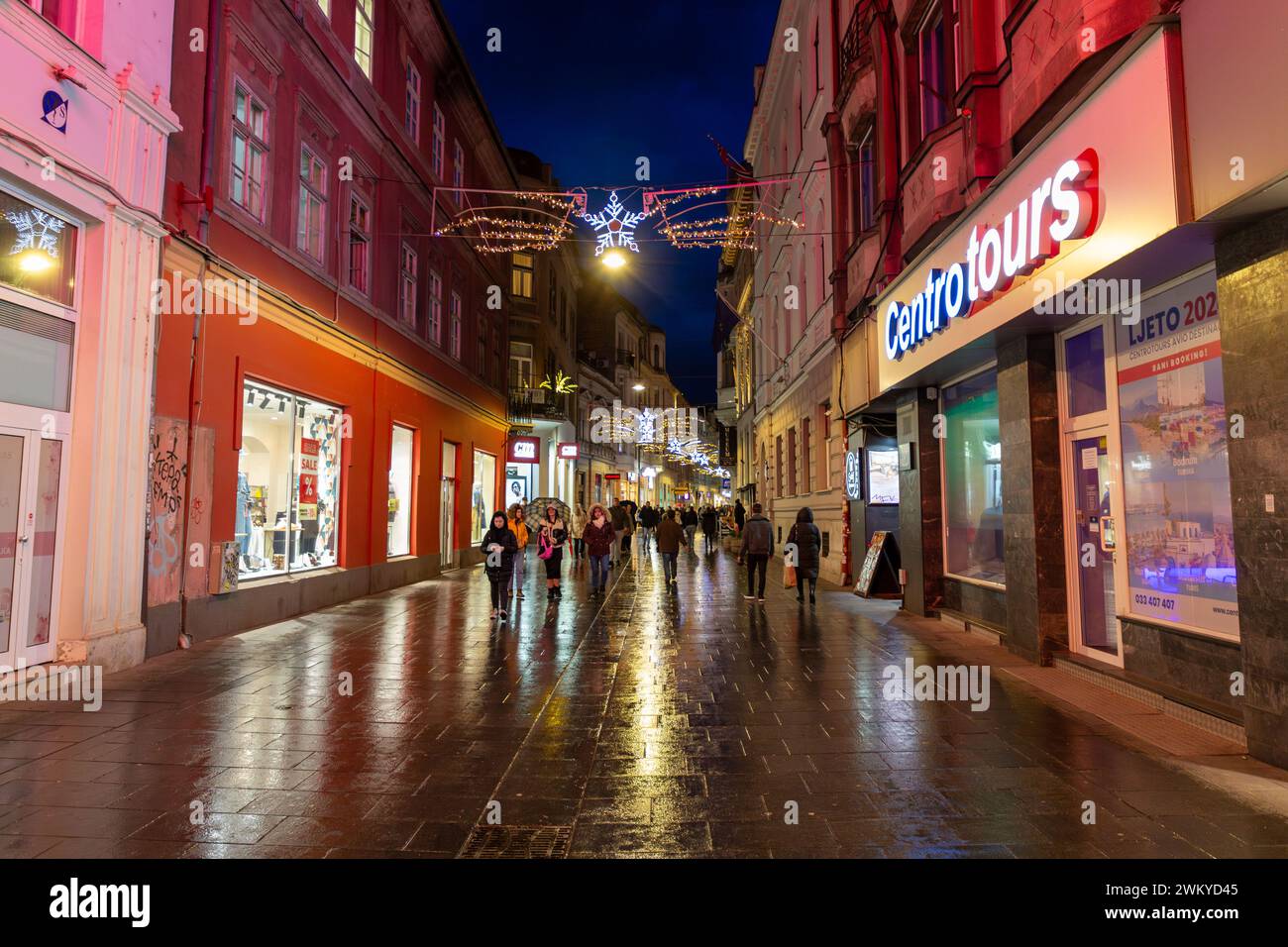 Sarajevo - Bosnia and Herzegovina - 10 FEB 2024: Ferhadija street is ...