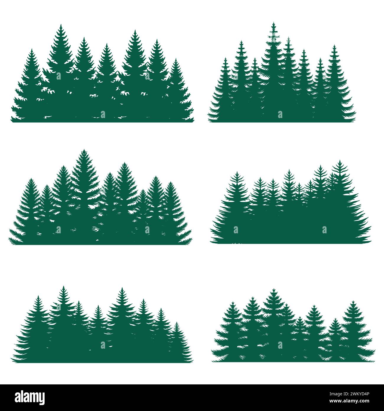 Pine tree silhouette element set collection Stock Vector Image & Art ...