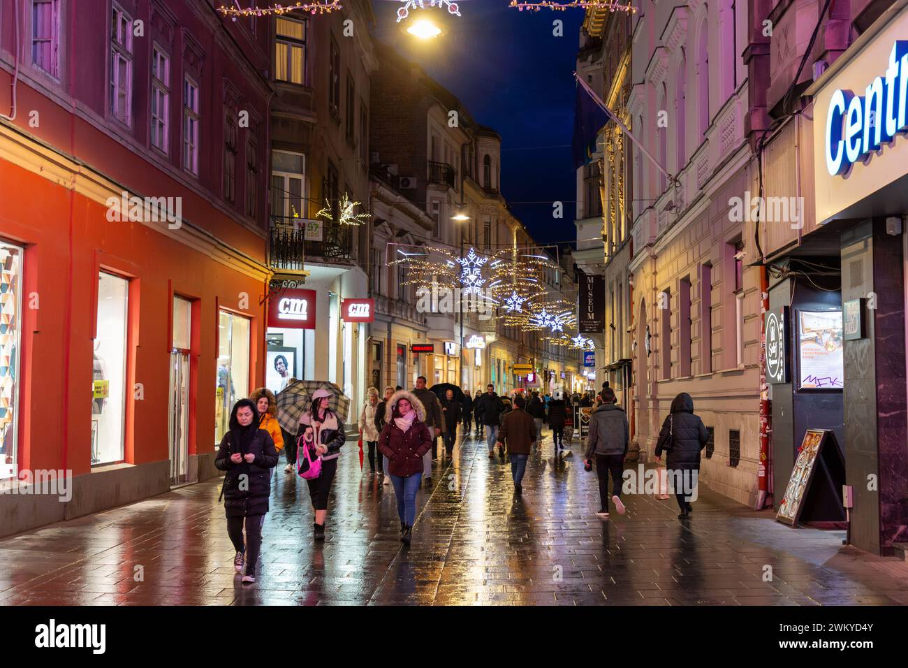 Sarajevo - Bosnia and Herzegovina - 10 FEB 2024: Ferhadija street is ...