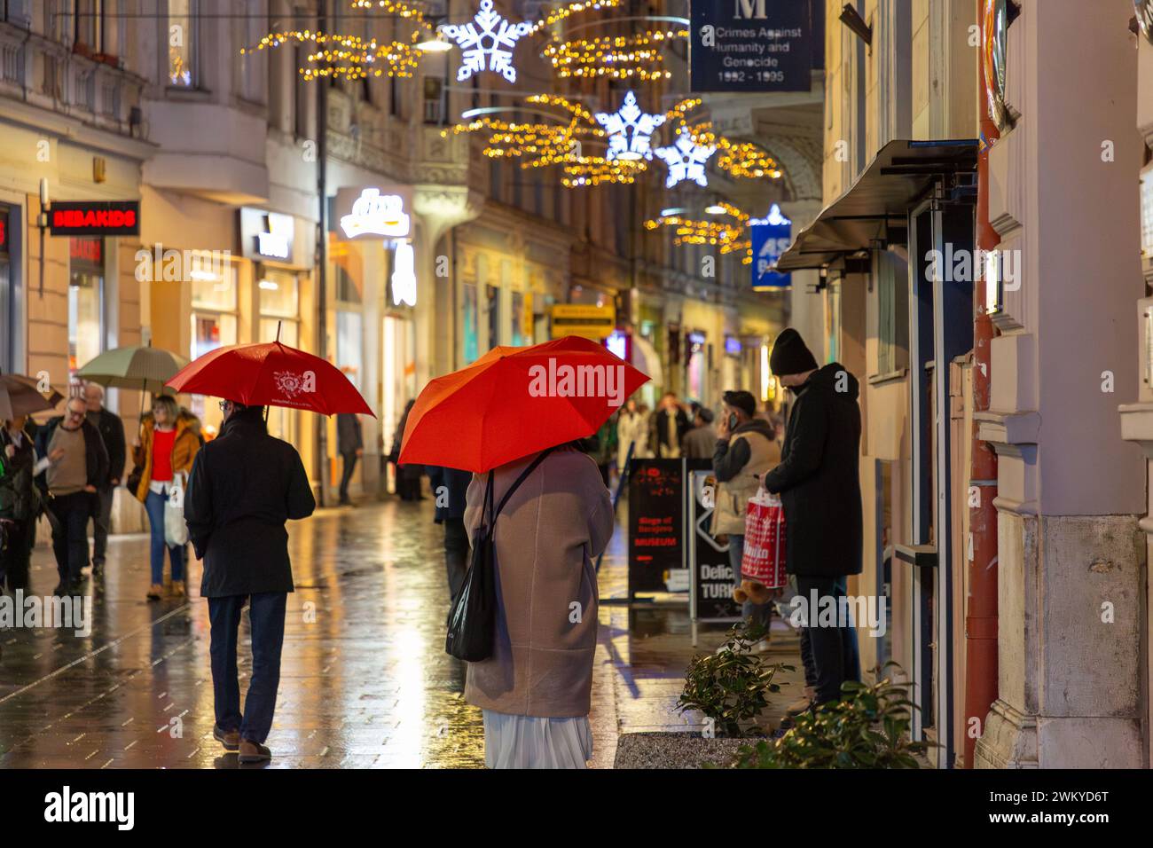 Sarajevo - Bosnia and Herzegovina - 10 FEB 2024: Ferhadija street is ...