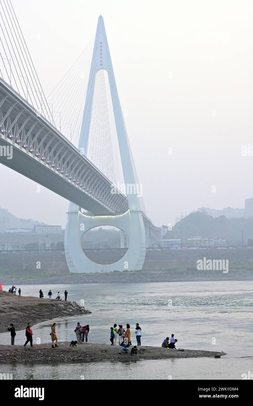 Magnificent scene of Baijusi Yangtze River Bridge in Chongqing, China ...