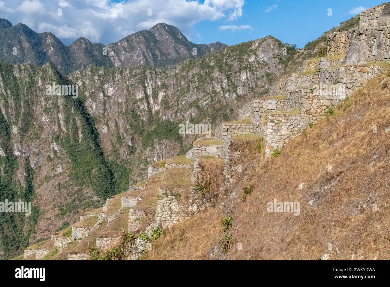 Stone terrace steps at the lost city archaeological citadel site of ...