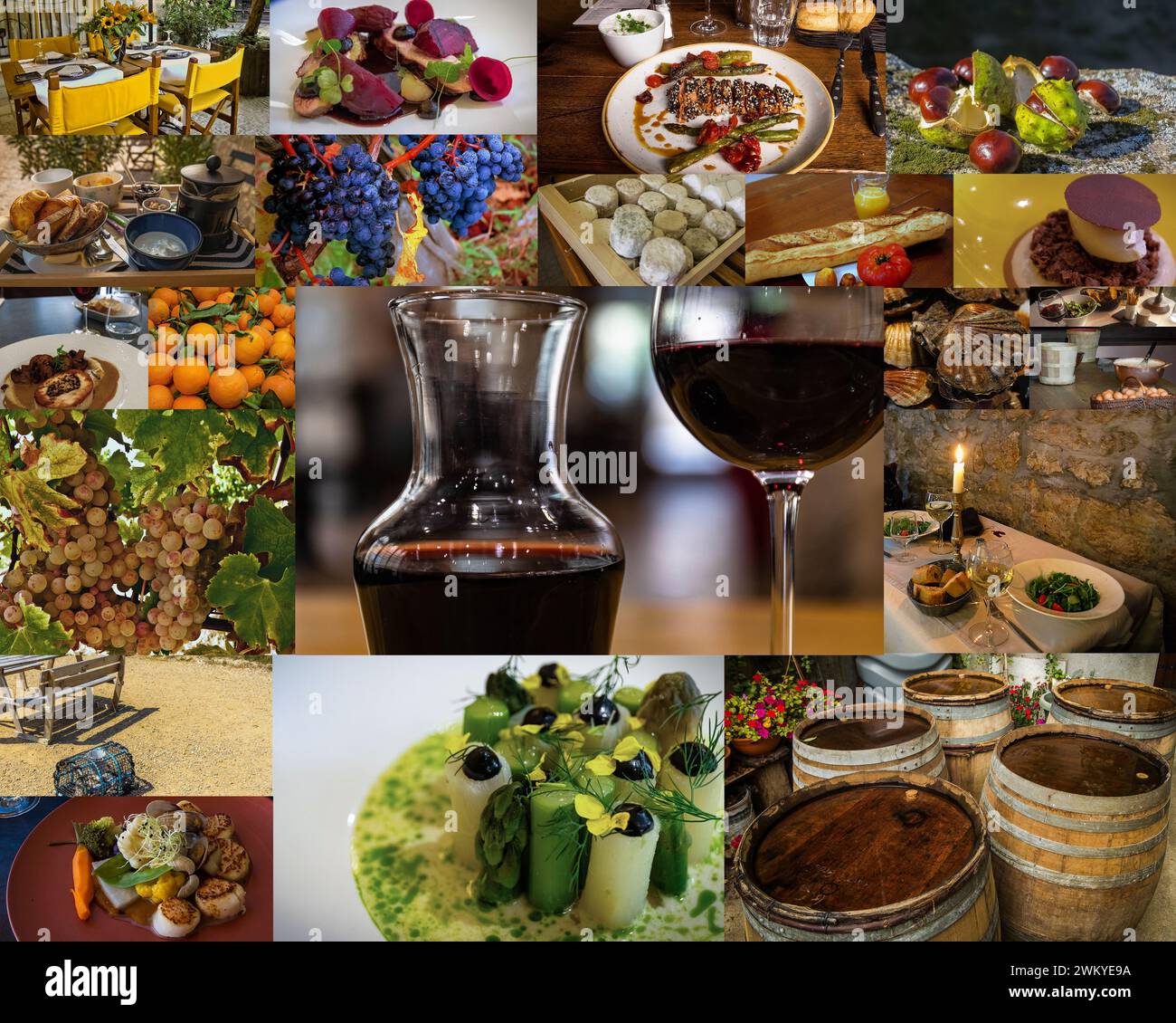 Delicious food in France. Collage of photos of various delicious French ...