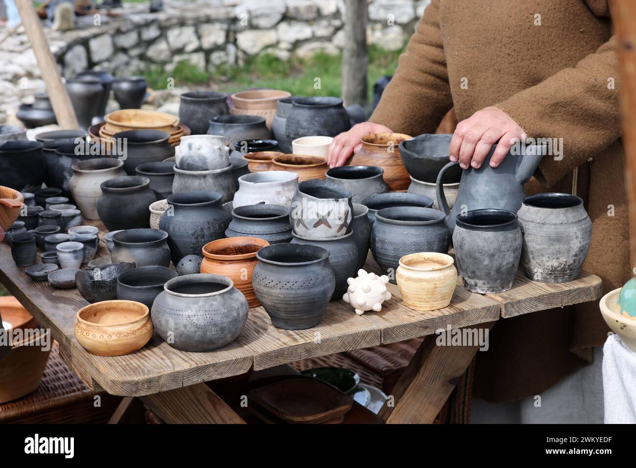 Cracow, Poland - April 11, 2023: Handmade imitations of medieval ...