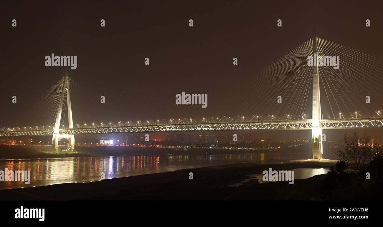Magnificent scene of Baijusi Yangtze River Bridge in Chongqing, China ...