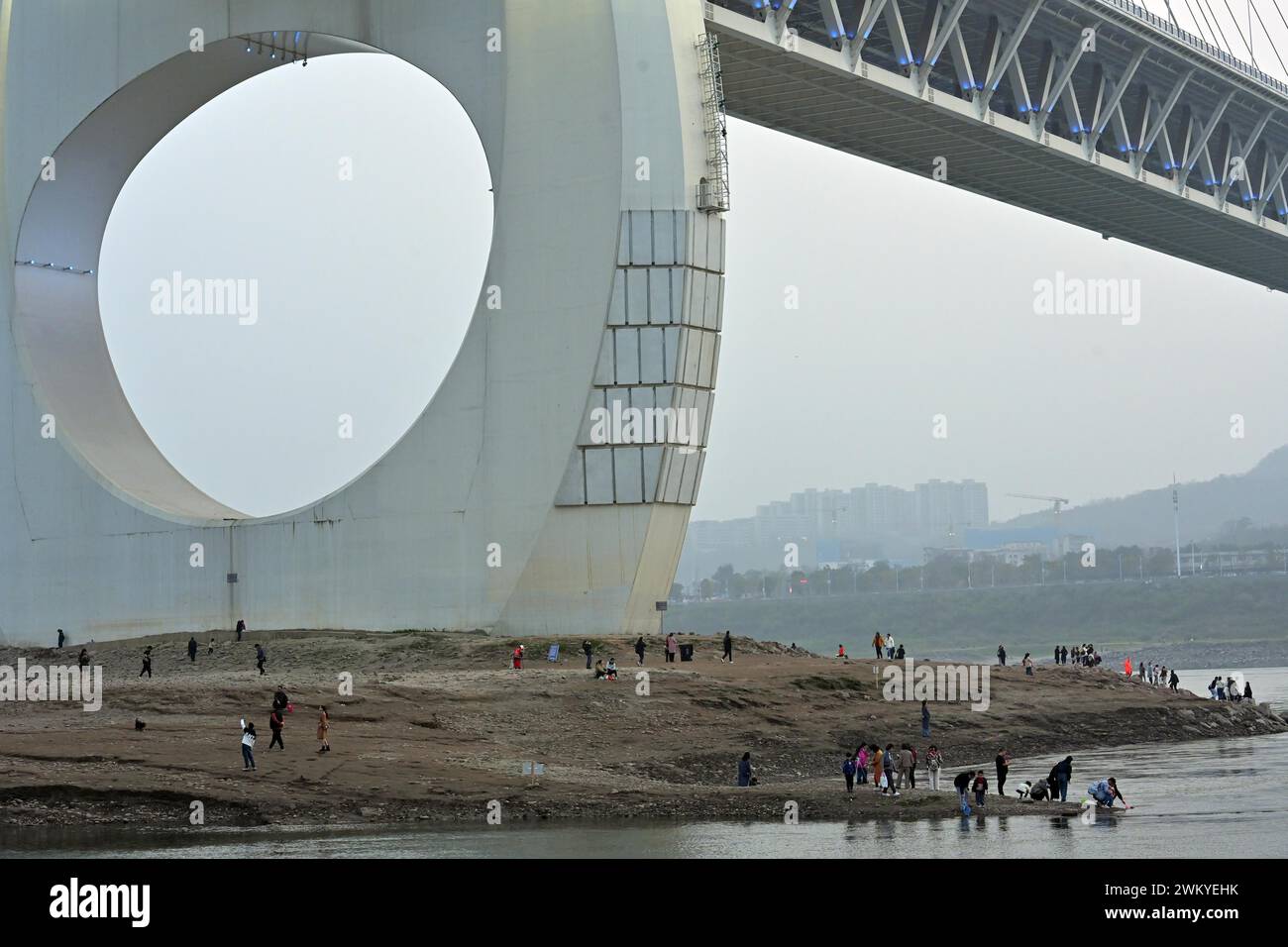 Magnificent scene of Baijusi Yangtze River Bridge in Chongqing, China ...