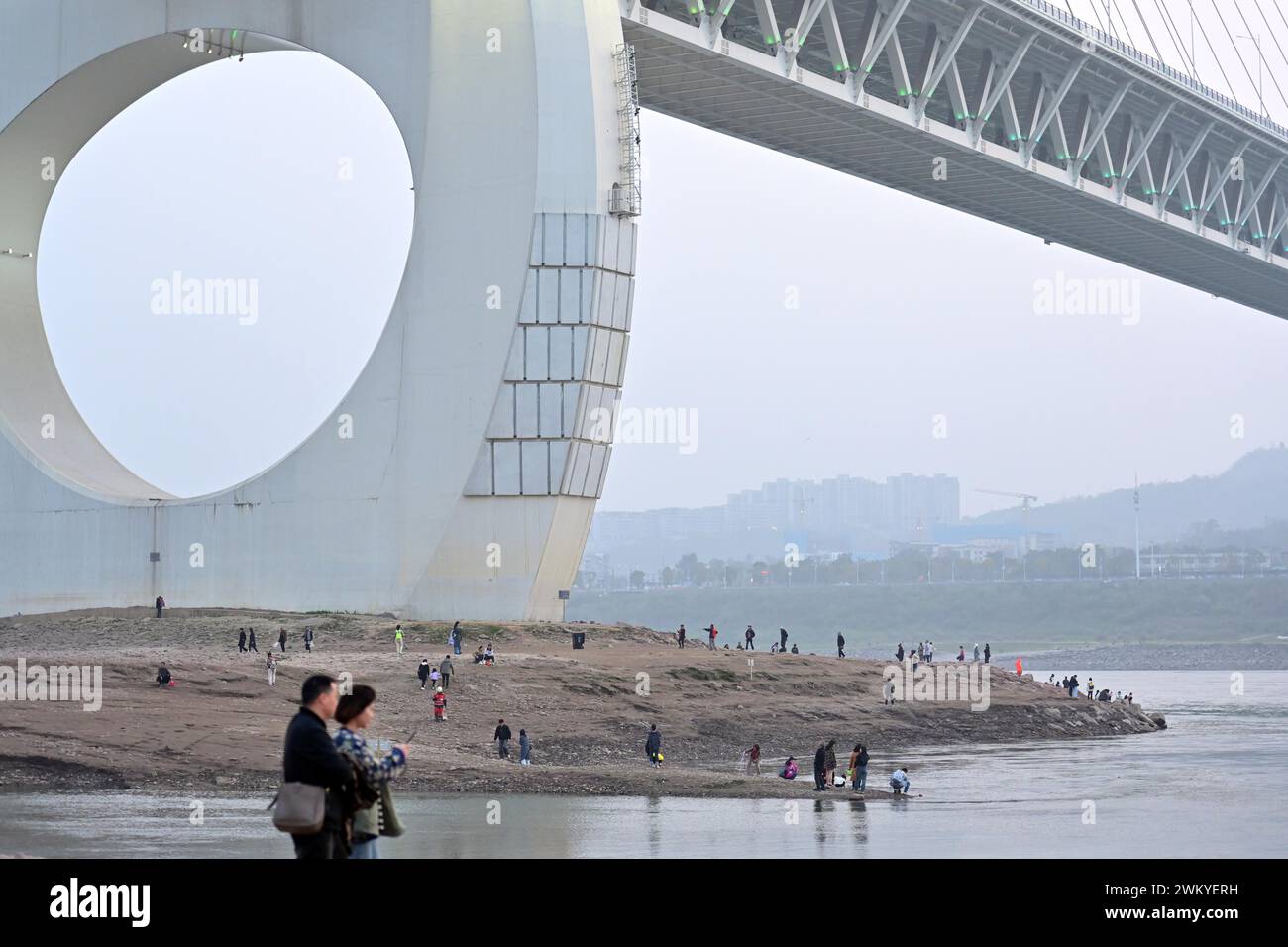 Magnificent scene of Baijusi Yangtze River Bridge in Chongqing, China ...