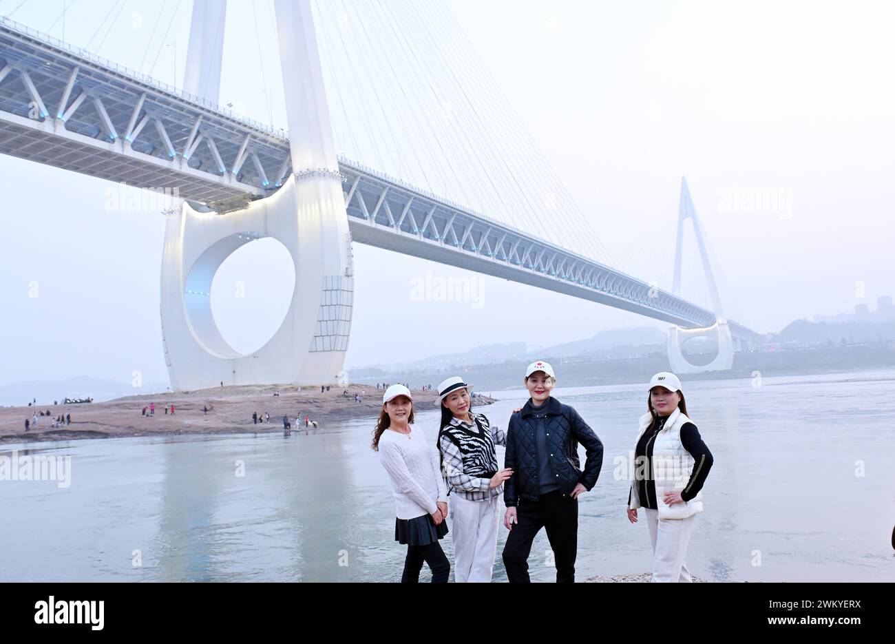 Magnificent scene of Baijusi Yangtze River Bridge in Chongqing, China ...