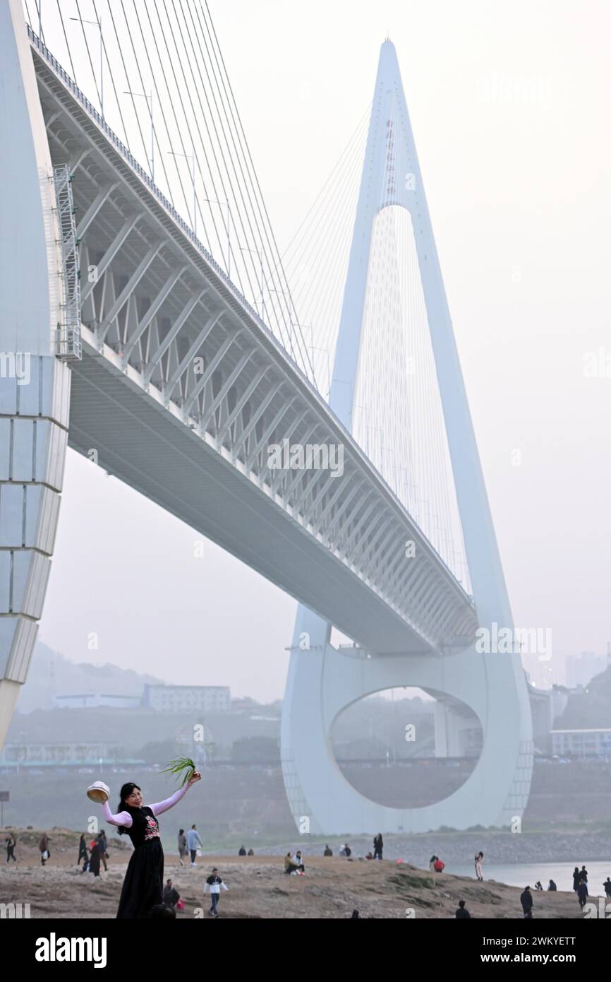 Magnificent scene of Baijusi Yangtze River Bridge in Chongqing, China ...