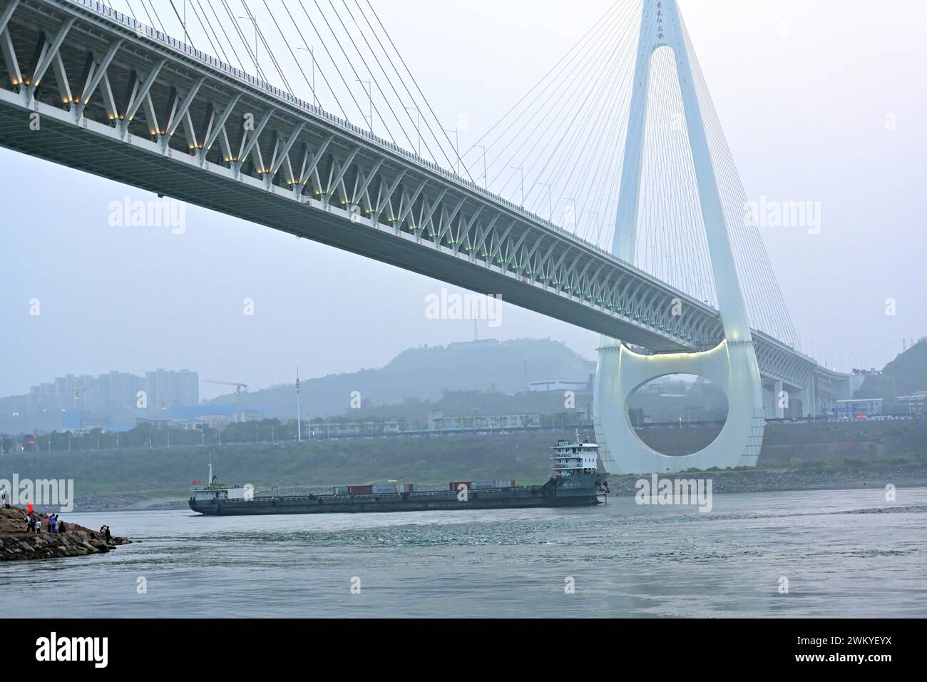 Magnificent scene of Baijusi Yangtze River Bridge in Chongqing, China ...