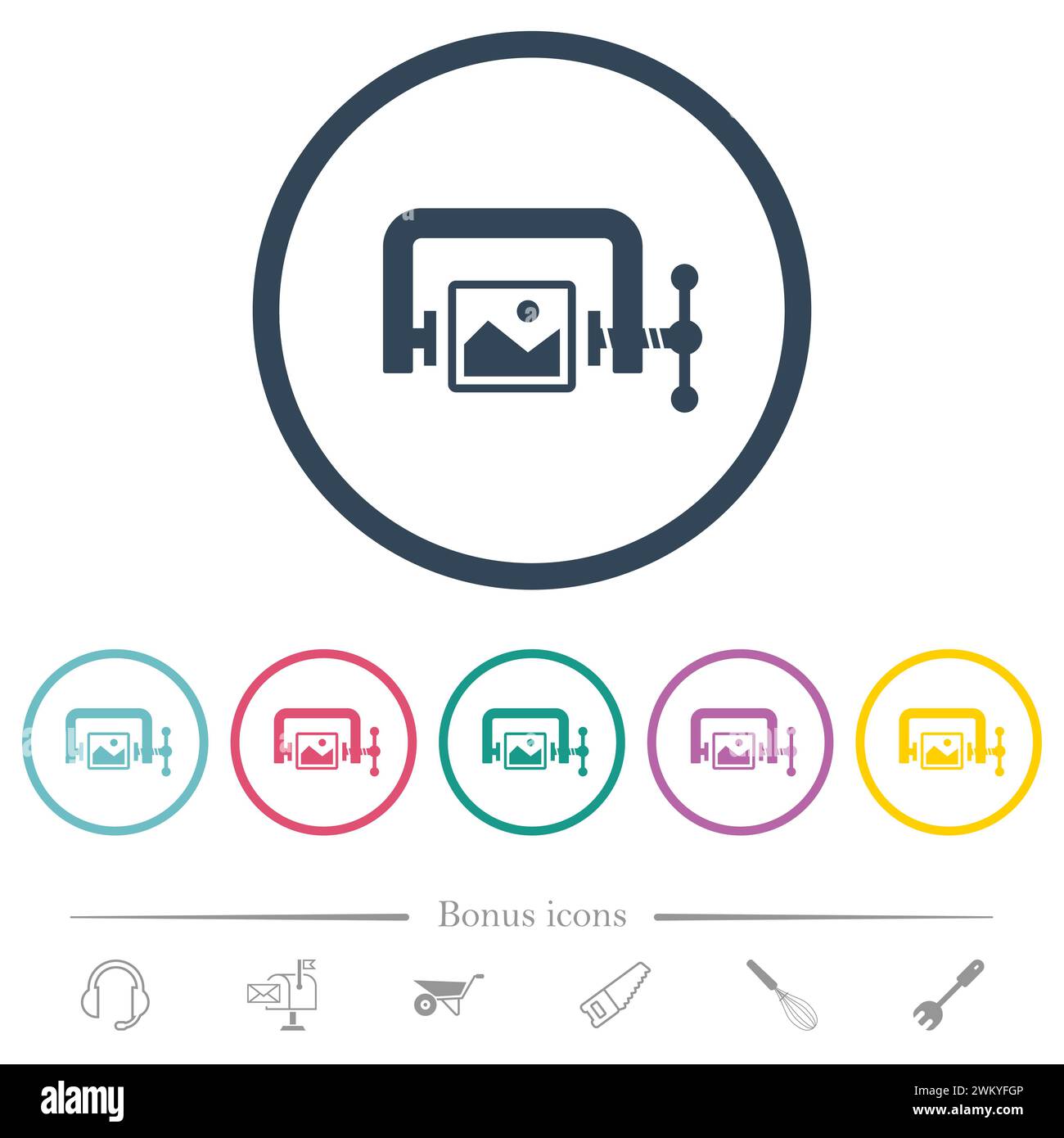 Image Compression Flat Color Icons In Round Outlines 6 Bonus Icons Included Stock Vector Image