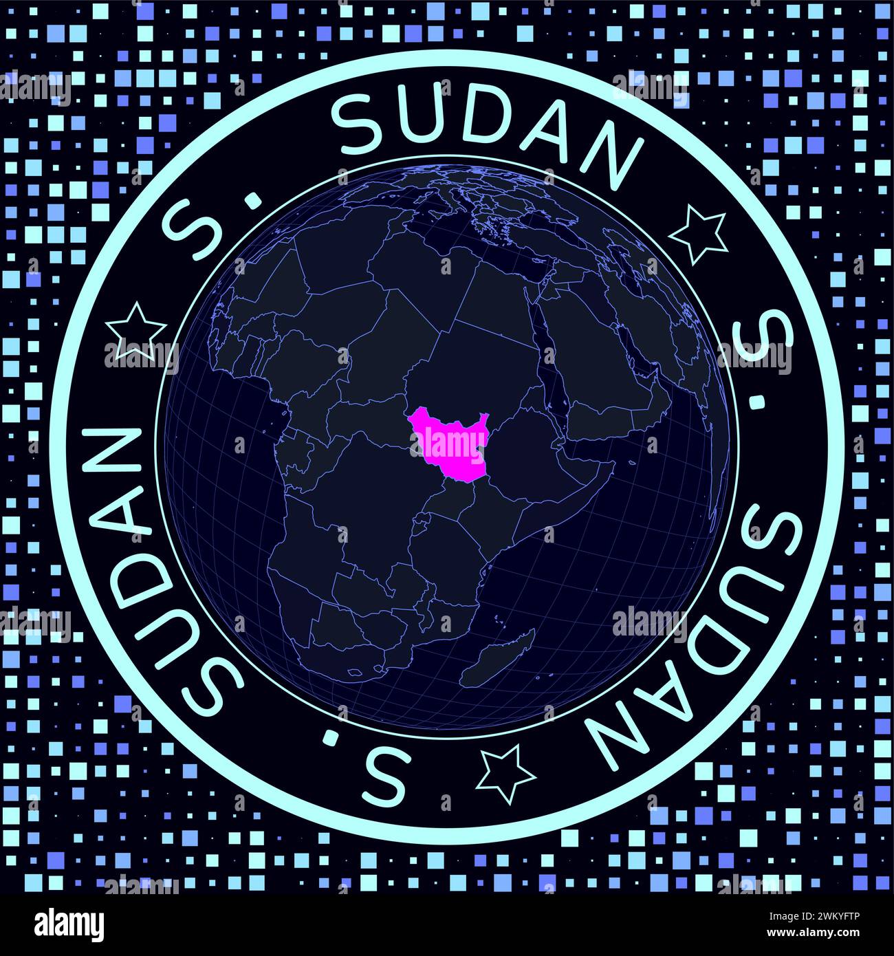 South Sudan on globe vector. Futuristic satellite view of the world ...