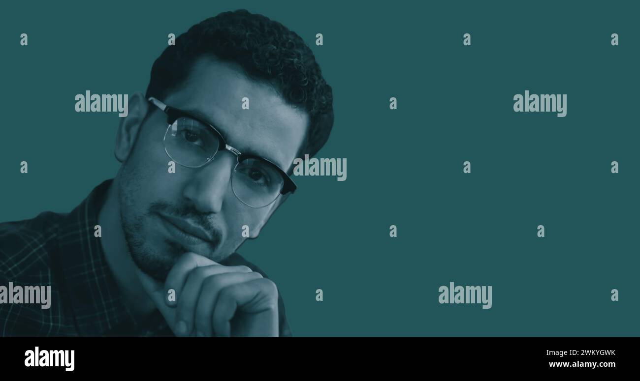 Image of data processing over man looking at camera Stock Photo - Alamy