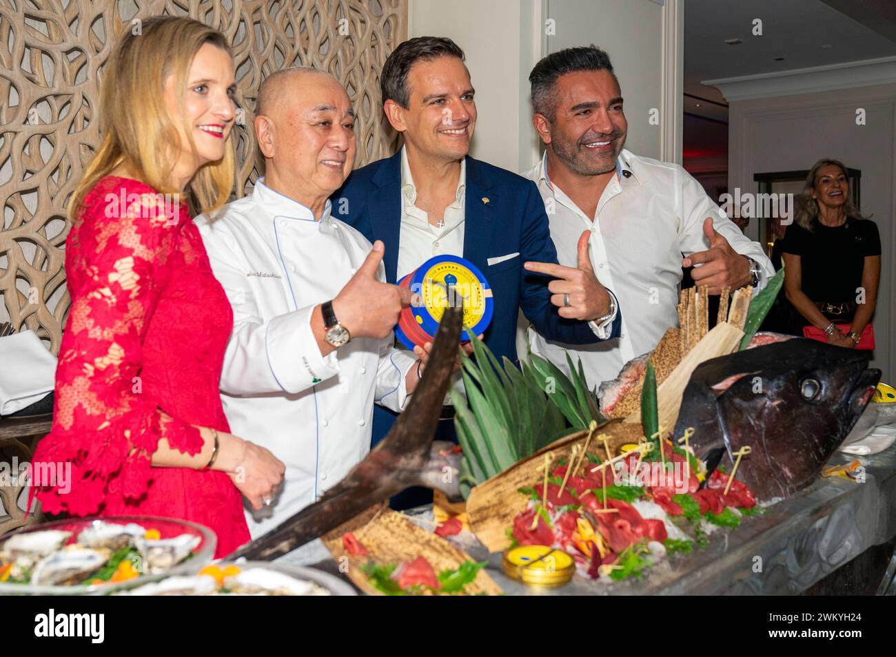 Angela Reiner, Nobu Matsuhisa, Dominik G. Reiner und Ali Sepehr Dad bei ...