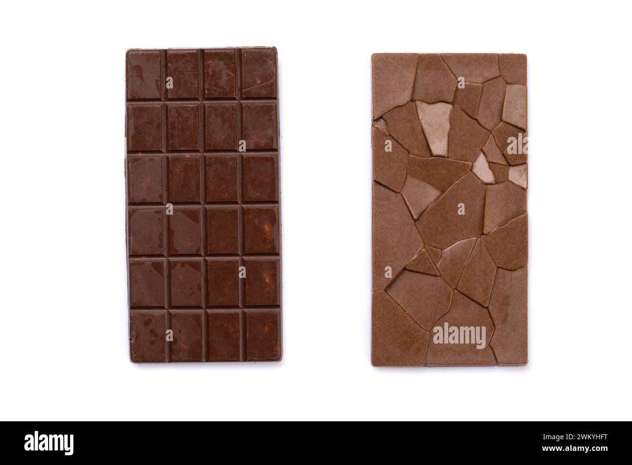 Sweet temptation: Two chocolate bars isolated on white background Stock ...