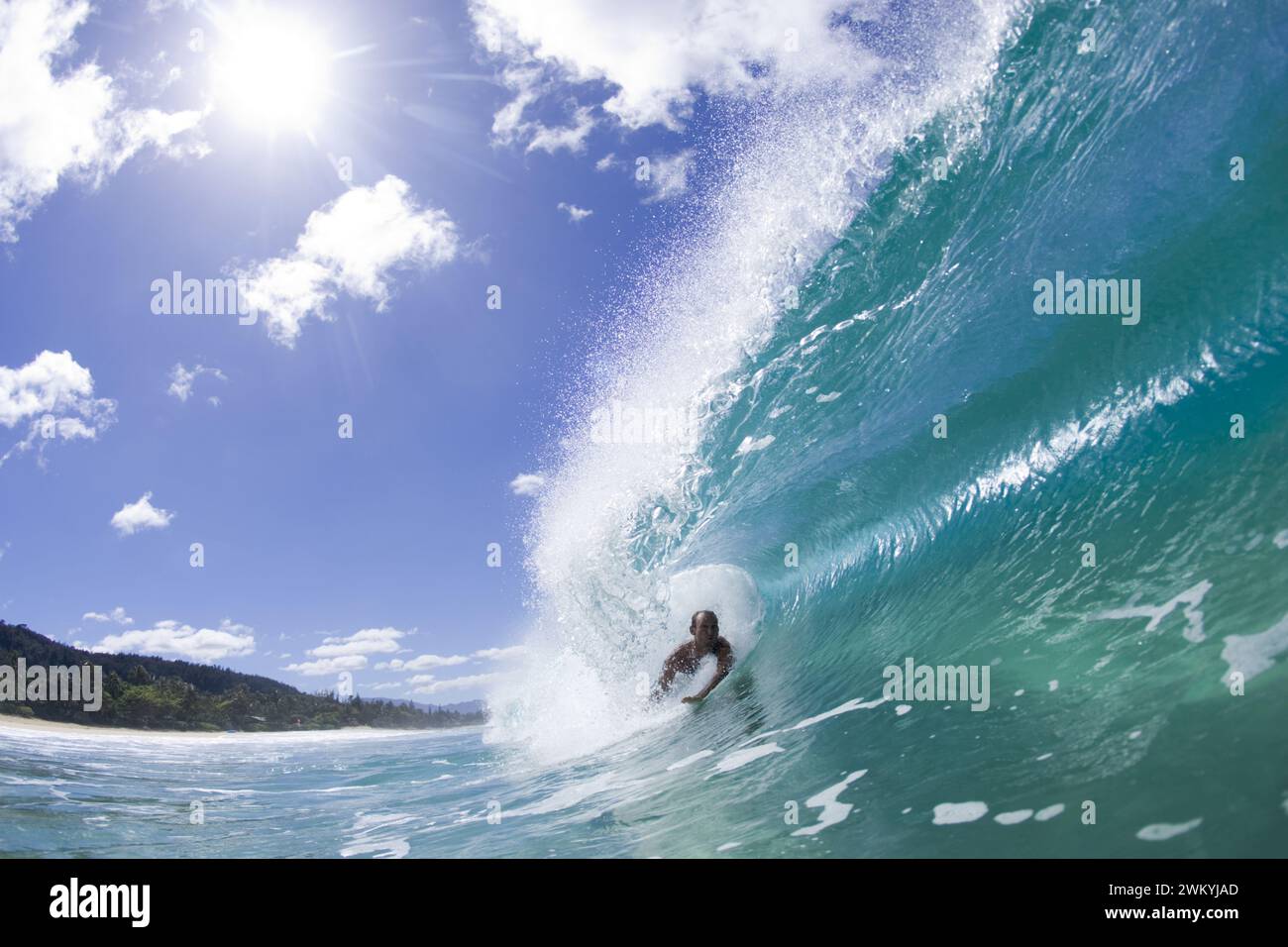 Bodysurfing at Pupukea sandbar, Oahu Stock Photo - Alamy
