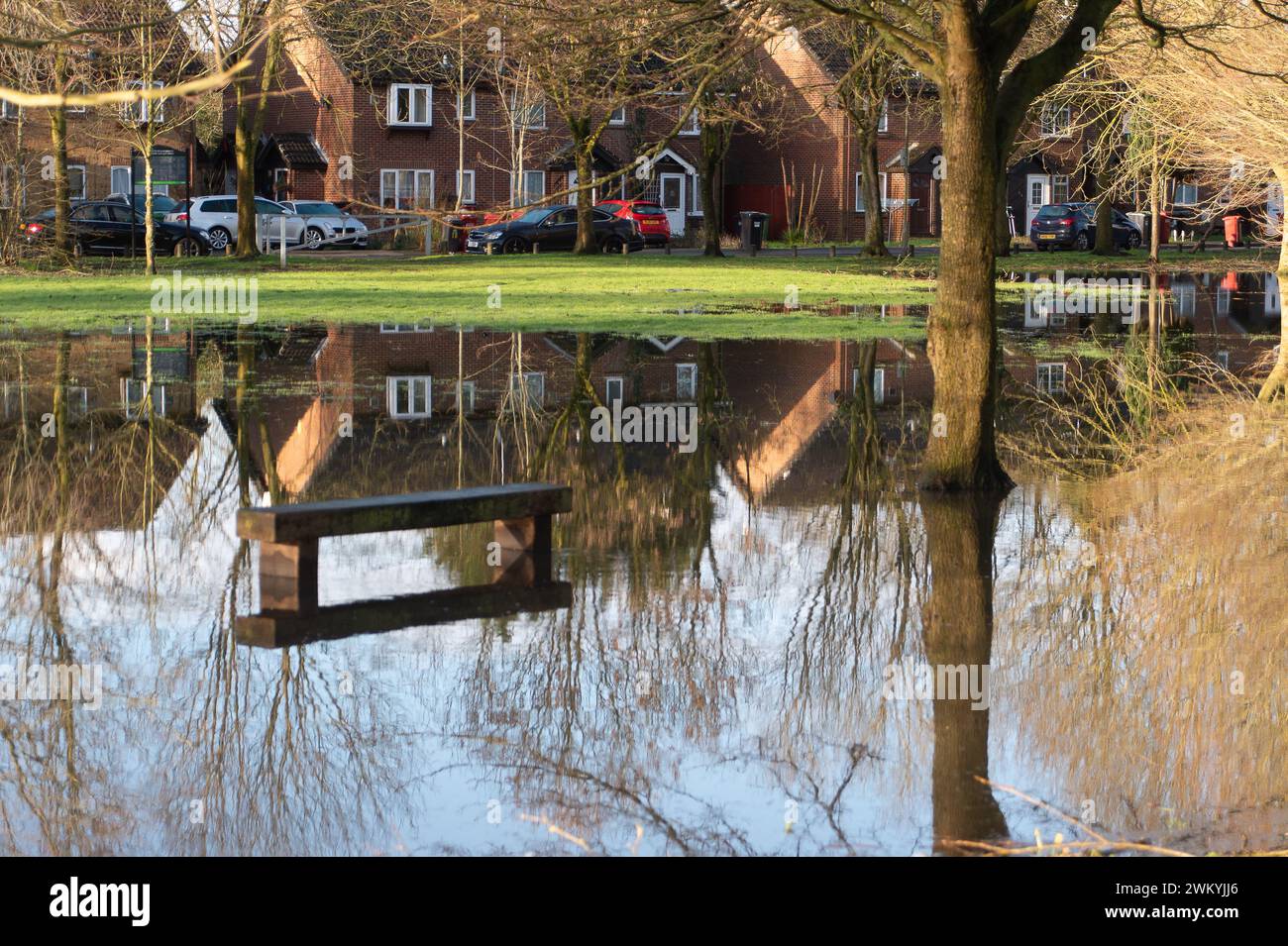 Colnbrook, Slough, Berkshire, UK. 23rd February, 2024. Floodwater from ...
