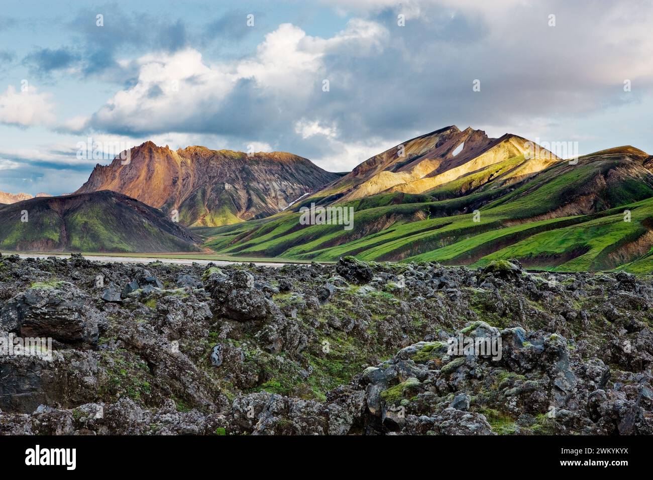 Lava Fields and Mountains, Landmannalaugar, Iceland Stock Photo - Alamy