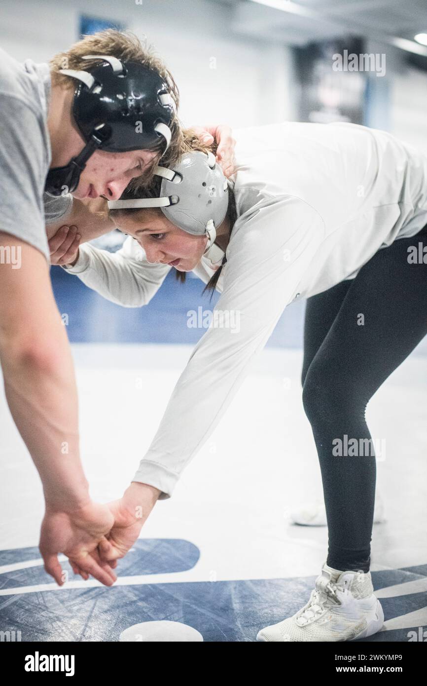 15 year old female wrestler on a co-ed team Stock Photo - Alamy