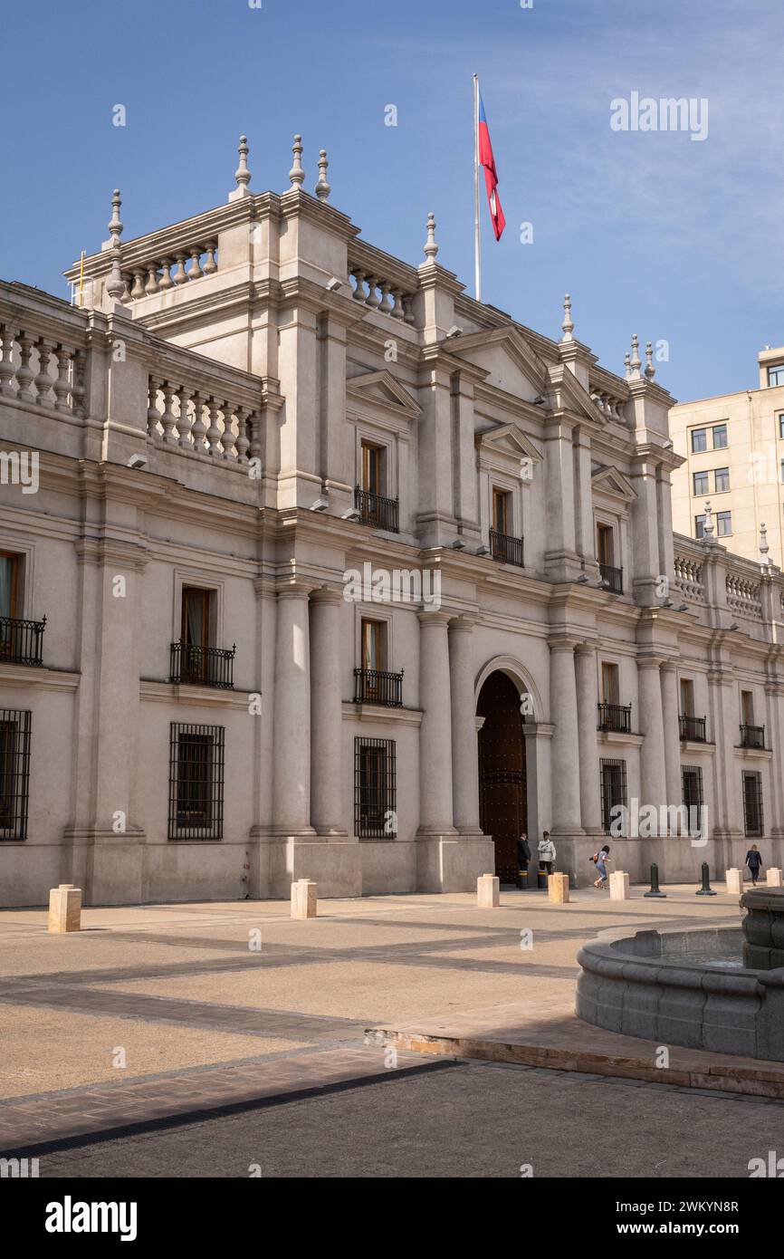 Facade of Presidential Palace historic building in Santiago, Chile ...