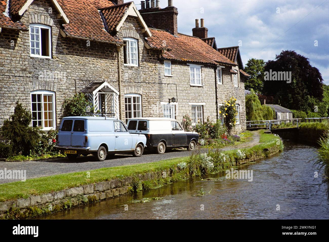 Historic houses and brook village of Hovingham, Yorkshire, England, UK ...