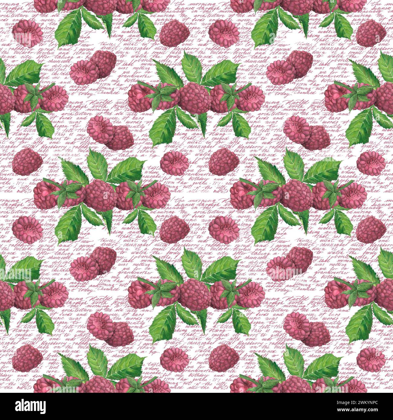 Seamless pattern featuring a red raspberry berry in the background ...