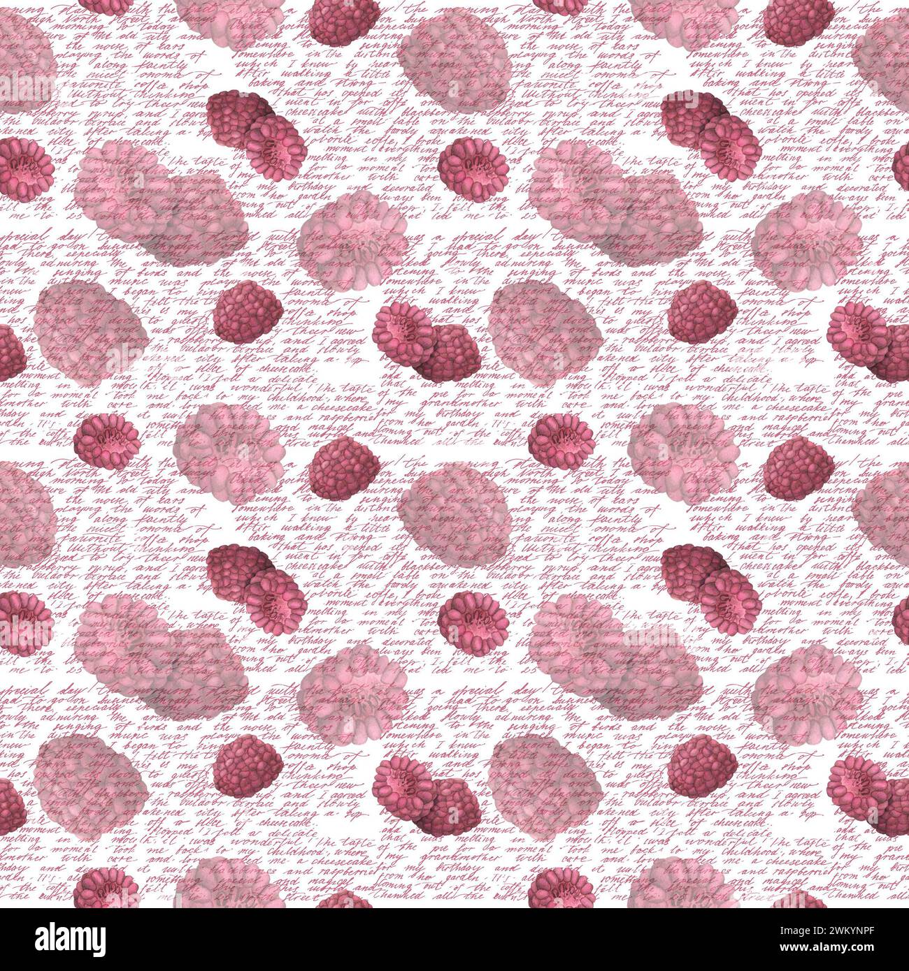 Seamless pattern featuring a red raspberry berry in the background ...