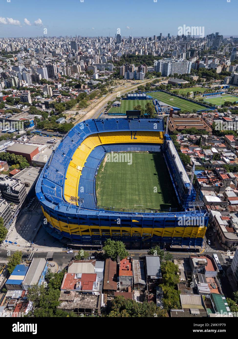 Beautiful aerial view to La Bombonera soccer stadium for Boca Juniors ...